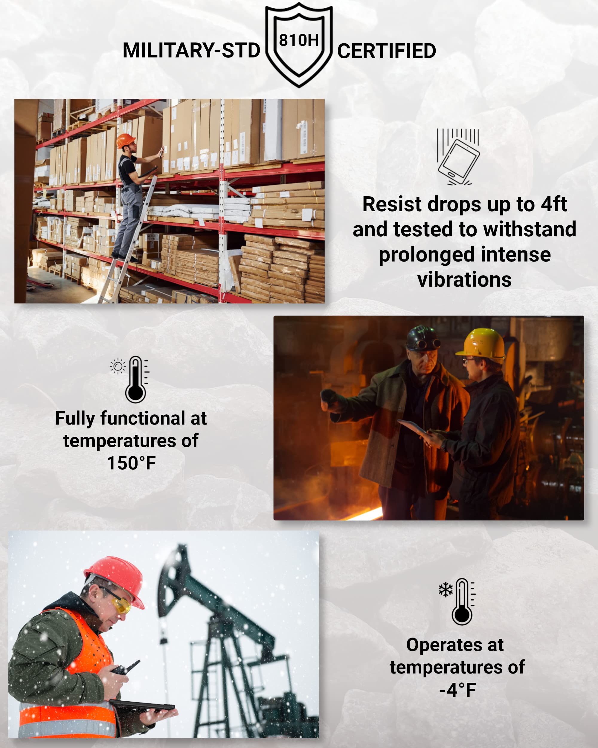 Minno Maverick 8" Rugged Android 10 Tablet | 4GB/64GB | LTE (Unlocked for Several Carriers) | 2D Scanner (A08M08- Maverick A8 Pro+2D Scanner)