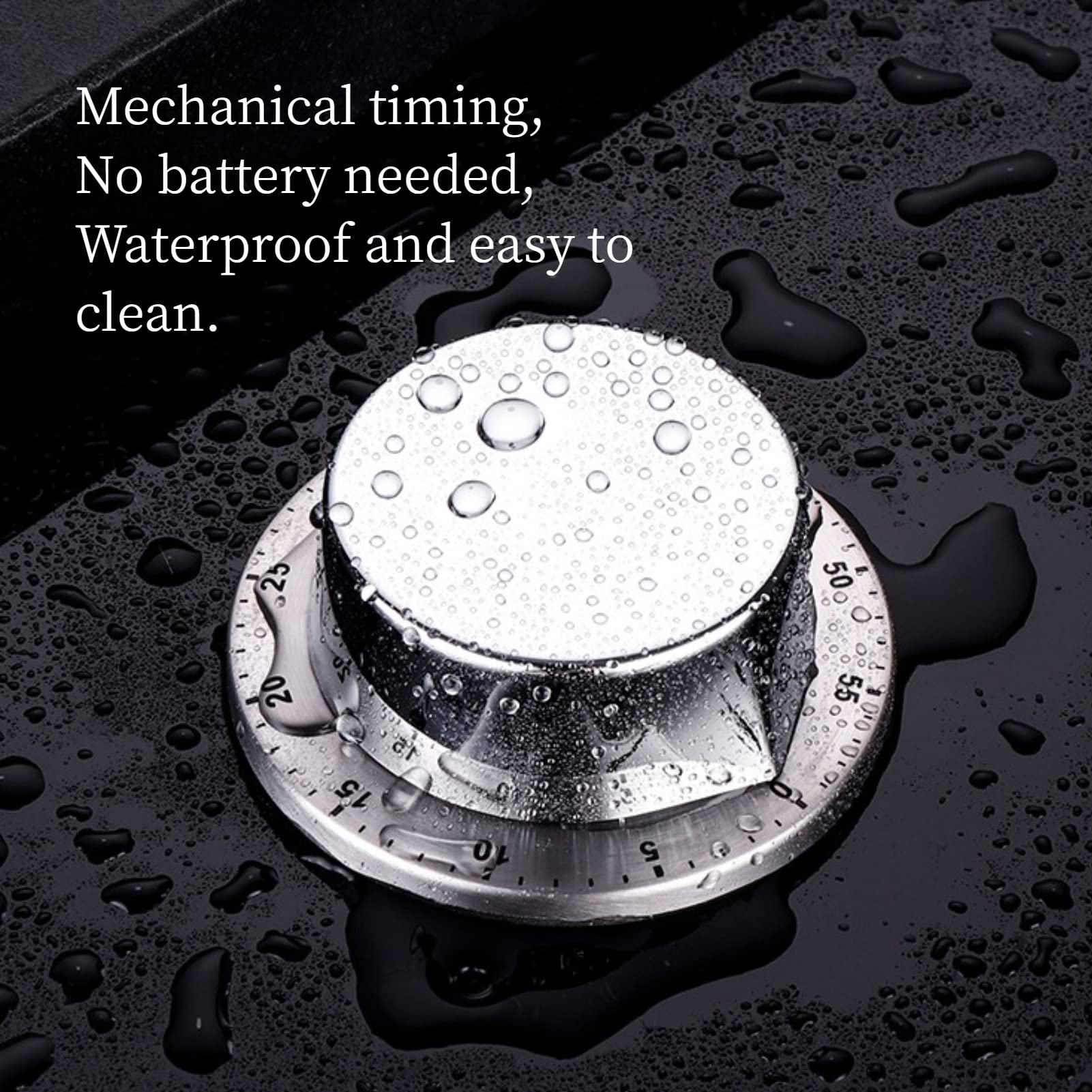 Kitchen Timer, Acogedor Mechanical 1-Hour Kitchen Timer, Stainless Steel Countdown Timer, Long Loud Ring, Magnetic Kitchen Timer Clock for Cooking - Silver(Silver)