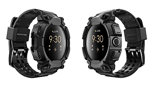 SUPCASE Unicorn Beetle Pro Series Case for Google Pixel Watch 41mm (2022), Rugged Protective Case with Strap Band (Black)