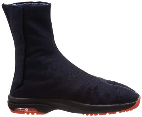 Japanese Cushioned Tabi Shoes Air Jog V 6 Clasps Toe Boots Short Version (12.5 Wide Women/11 Medium Men, Navy)