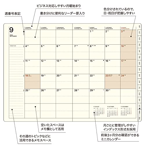 Laconic LIS84-150 Notebook, Refill, 2024 B6 Weekly (Begins September 2023)