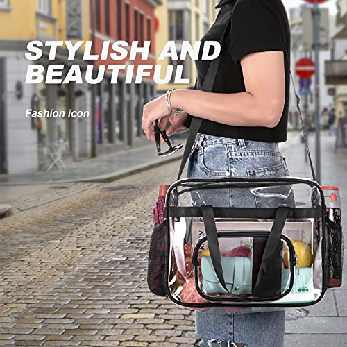 UEOE Clear Bags Stadium Approved,See Through Tote Bag+Shoulder Strap Large Transparent Bag