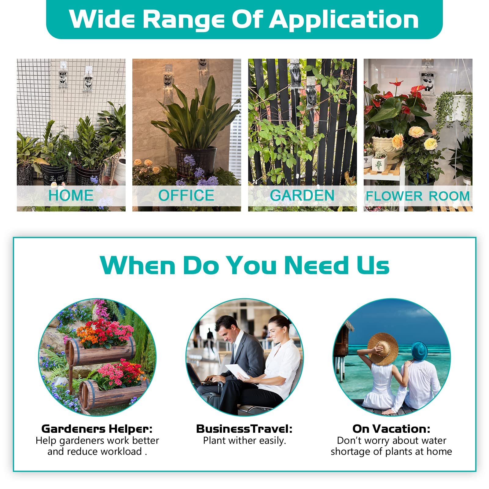 Plant Self Watering Spike with Water Storage Bag, Automatic Plant Watering Devices, Plant Self Waterer System with Adjust Valve Water Volume, Plant Drip Watering Non-Stop for Home/Holiday-3 Pack