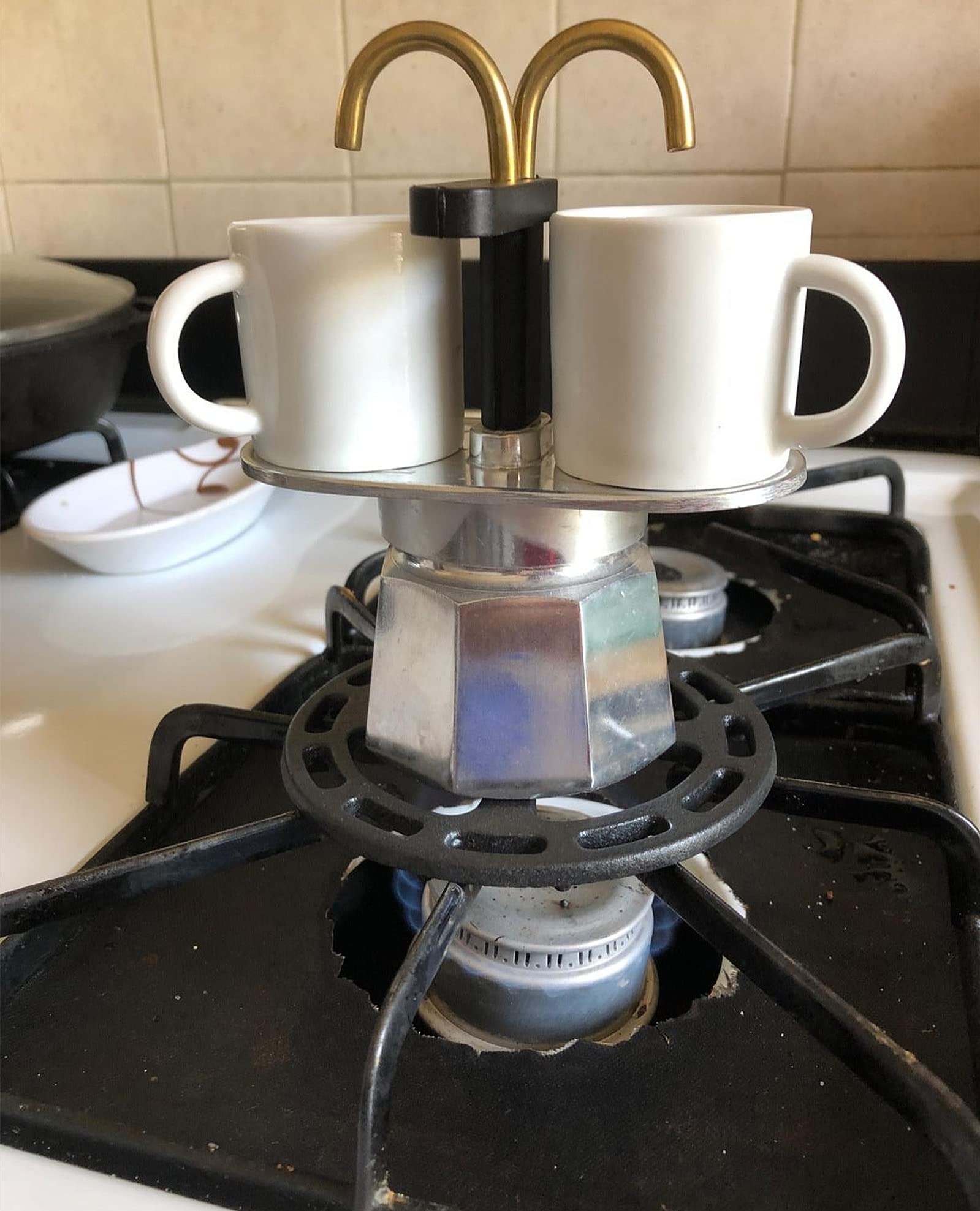 πππππππ 2 Packs Cast Iron Gas Stove Cooker Ring Reducer for Gas Stovetop Espresso Maker,Coffee Moka Pot
