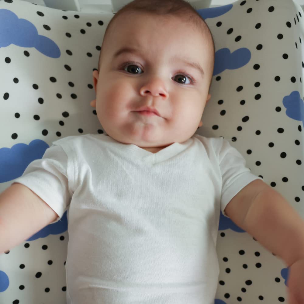 Norani Baby Changing Pad Cover | Softest Organic Cotton | Diaper Changing Pad Cover | Fitted | Infant and Toddler | Nursery | Happy Blue Clouds