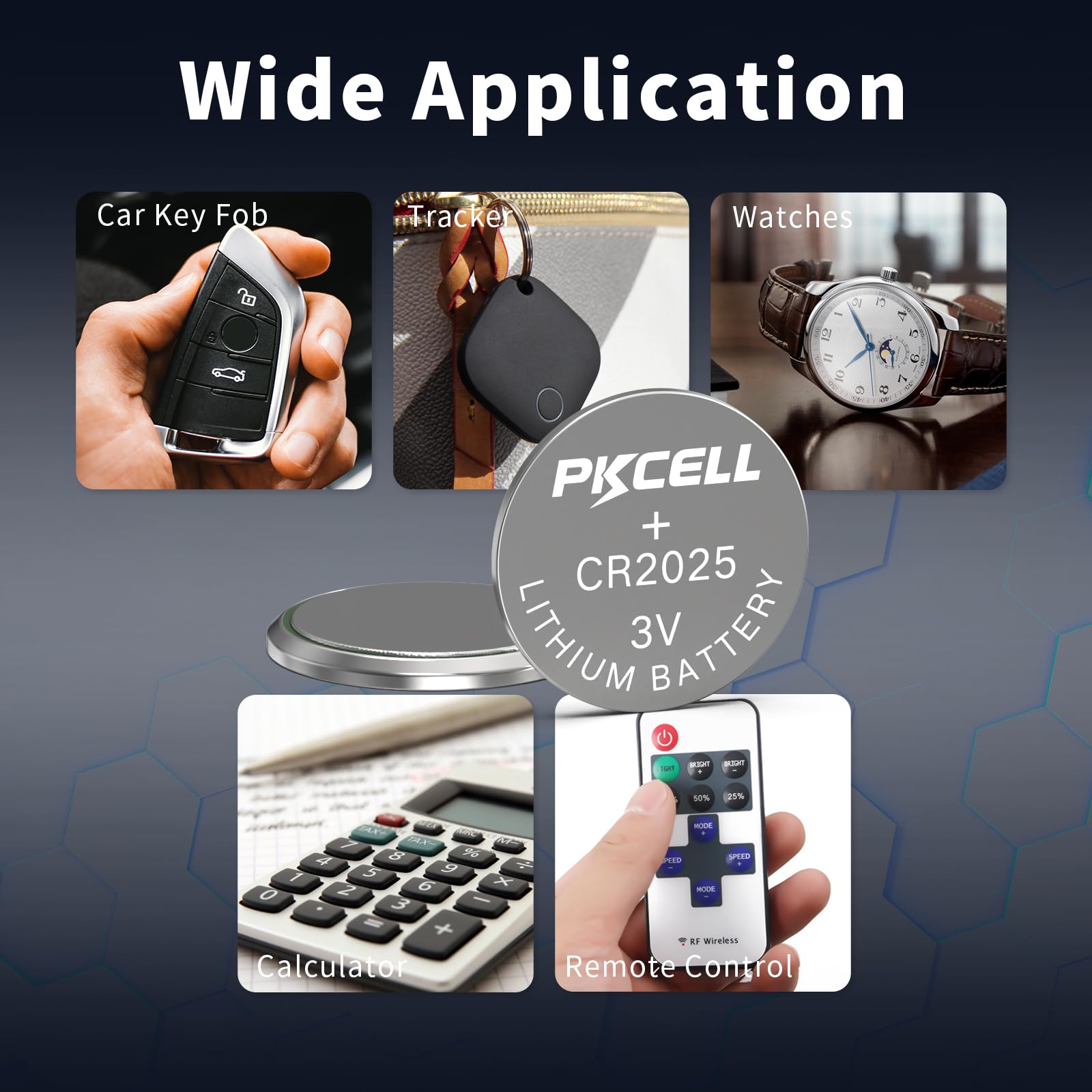 PKCELL 5Pcs CR2025 Battery CR 2025 3V Lithium Coin Battery for Car Key Fob, Remote Control