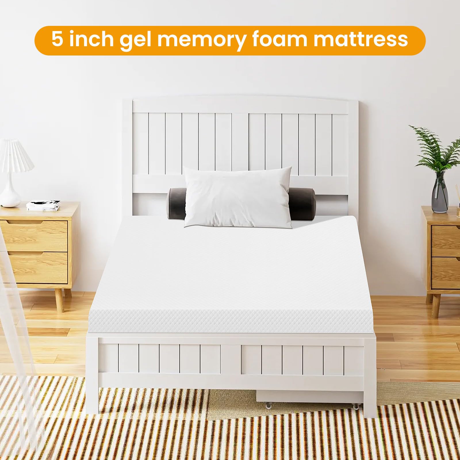 PIKAQTOP 12 Inches-Gel Memory Foam Mattress Medium Firm Feel Memory Foam Mattress Bed in a Box CertiPUR-US Certified,Queen Size