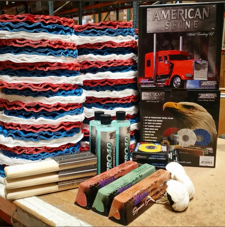 ZEPHYR Custom POLISHING Products American Shine Polishing Kit with Buffing Pads and Polishing Compound, for Big Rigs, Pontoons, and Aluminum Wheels