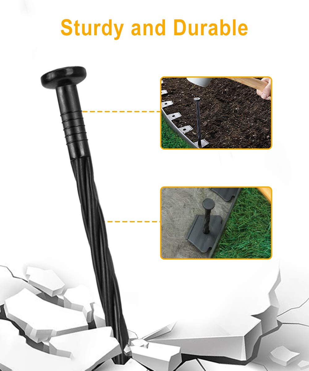 Meboyz 100-Pack-8 Inch Plastic Landscape Stakes, Spiral Nylon Landscape Anchoring Spikes,Edging Spikes for Paver Edging, Weed Barrier, Artificial Turf & More