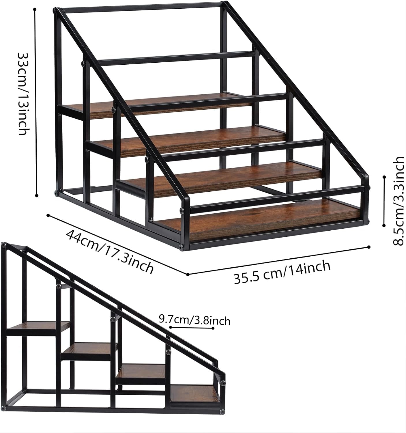 Oarianp Coffee Syrup Rack Organizer, Coffee Bar Syrup Bottle Rack, Wine Rack, Kitchen Countertop Condiment Storage Rack, Rustic Brown,Coffee Bar 4-Tier 16 Bottles Storage Shelves