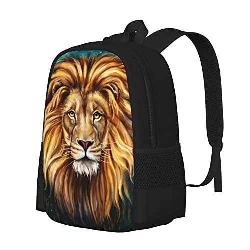 UIACOM Lion School Backpack Cool Lion in Galaxy Bookbags for Teens Kids Boys Girls, Large 17 inch Elementary Junior High University School Bag, Casual Travel Daypack Backpack