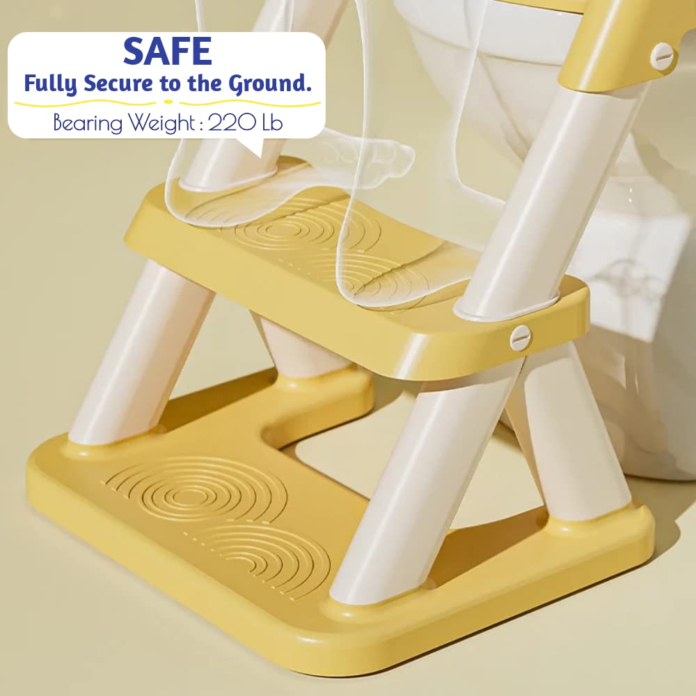 Potty Training Seat,Toddler Potty Seat for Toilet with Step Stool,Fully Secure to the Ground and Anti-Slip (Yellow)
