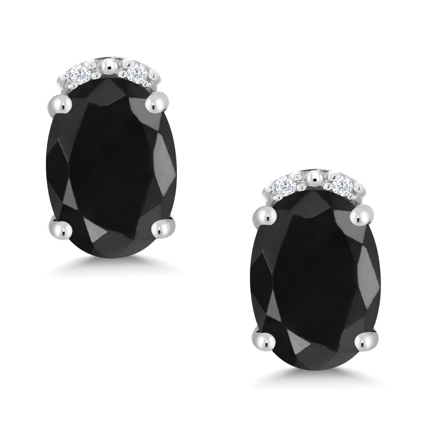 Gem Stone King Solid 10K Gold 7X5MM Oval Gemstone Birthstone and White Diamond Earrings | Gold Earrings For Women