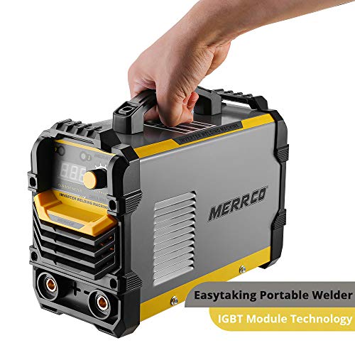 MERRCO 110/220V MMA Welder, 160A ARC Welder Machine IGBT Digital Display LCD Hot Start Welder with Electrode Holder,Work Clamp, Input Power Adapter Cable and Brush
