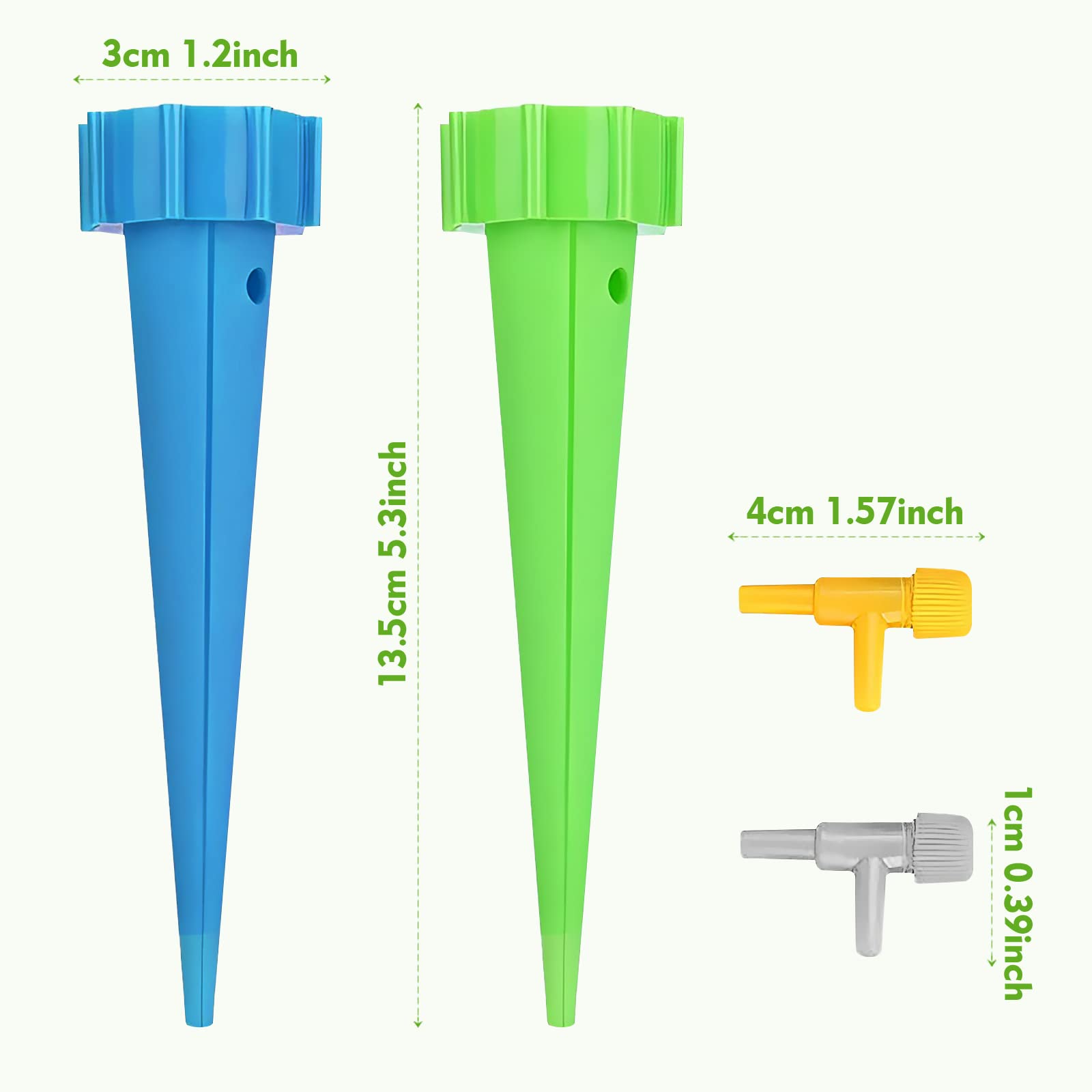 Plant Self Watering Spikes Drip Irrigation Kit 10 Pcs Plant Self Watering Devices Automatic Irrigation Planters Saving Water, Energy, Time(5 Green & 5 Blue Planter Insert)