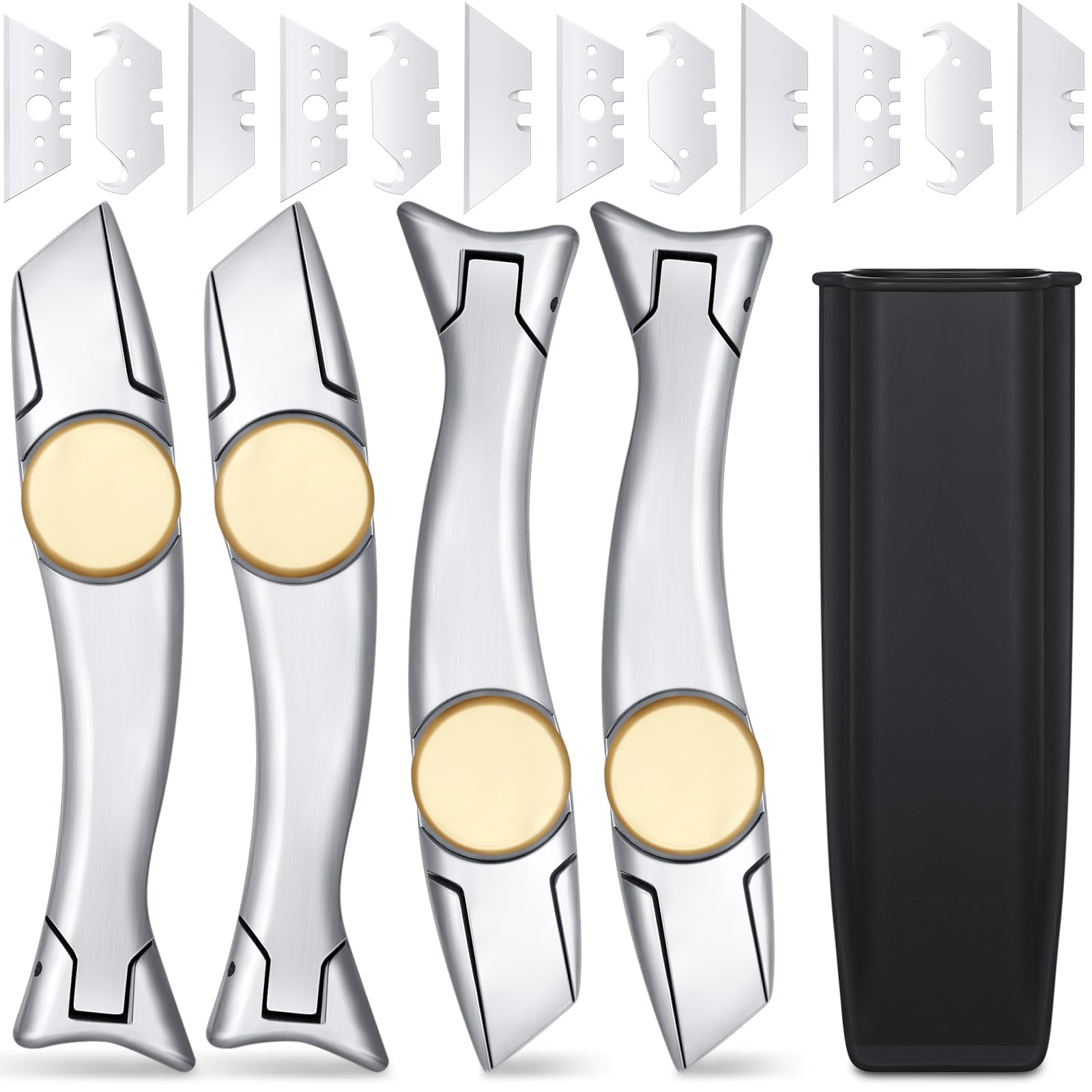 WILLBOND 4 Sets Heavy Duty Roofing Shark Knife with 3 Pcs Utility Knife Blades Replacement Roofing Tools Carpet Knife Blade Cutter for Indoor Outdoor