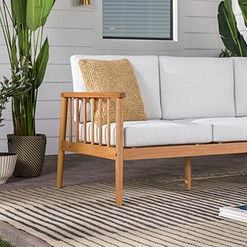 Walker Edison Dekian Modern Outdoor Spindle Style Triple Lounge, 75 Inch, Natural