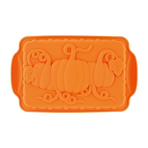 Supreme Housewares Pumpkin Loaf Pan Set of 2 Silicone Pumpkin Cake Baking Pan Tray Kitchen Baking Decoration Mold for Fall Harvest Halloween, Baking Loaf Pan