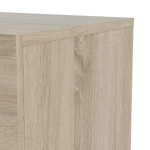 Tvilum, 2 Drawer Nightstand for Bedroom, Modern Silver Drawer Handles, Contemporary, Oak