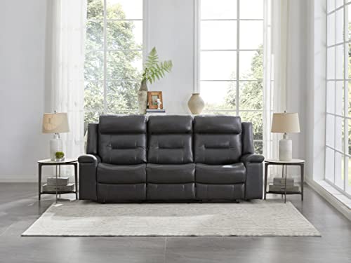 Signature Design by Ashley McAdoo Contemporary Faux Leather Tufted Reclining Power Sofa, Black