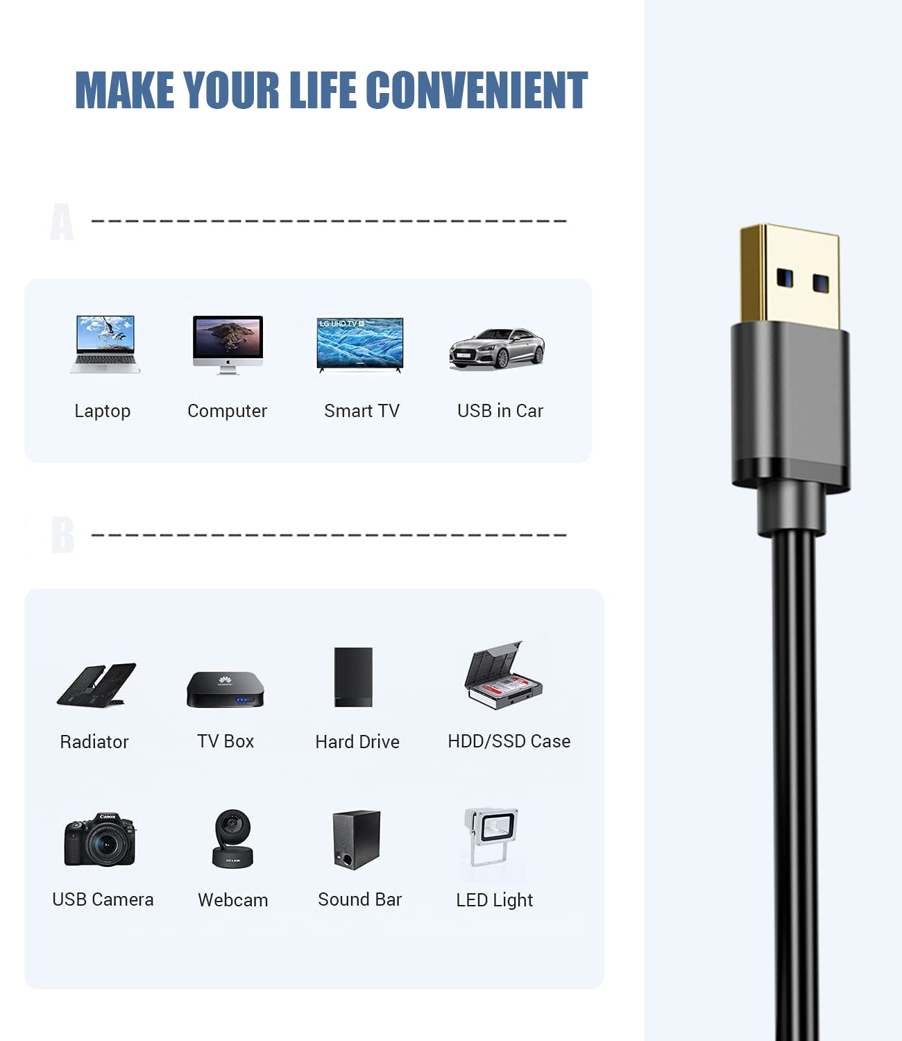 PANPEO USB 3.0 Cable 6.6ft, USB to USB Cable/Male to Male USB Cable/Super Speed A Male to A Male - Gold Plated Plug