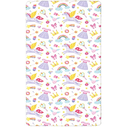 Rainbow Themed Fitted Crib Sheet,Standard Crib Mattress Fitted Sheet Soft and Breathable Bed Sheets-Great for Boy or Girl Room or Nursery,28β x52β,Multicolor