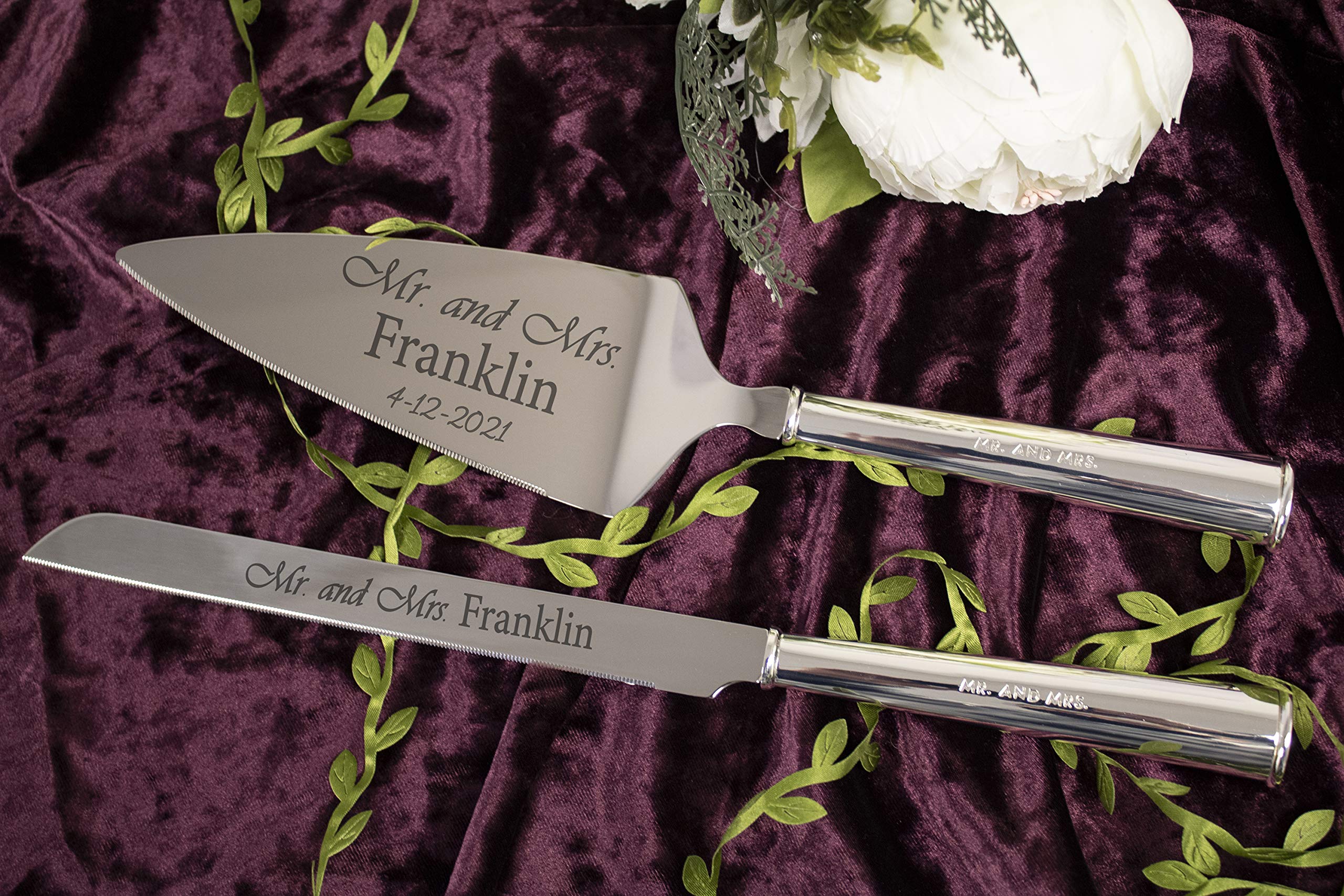 Kate Spade Bridal Darling Point Personalized Wedding Cake Knife and Server Set, Custom Engraved Wedding Cake Cutting Set, Accessories and Gifts for the Bride and Groom