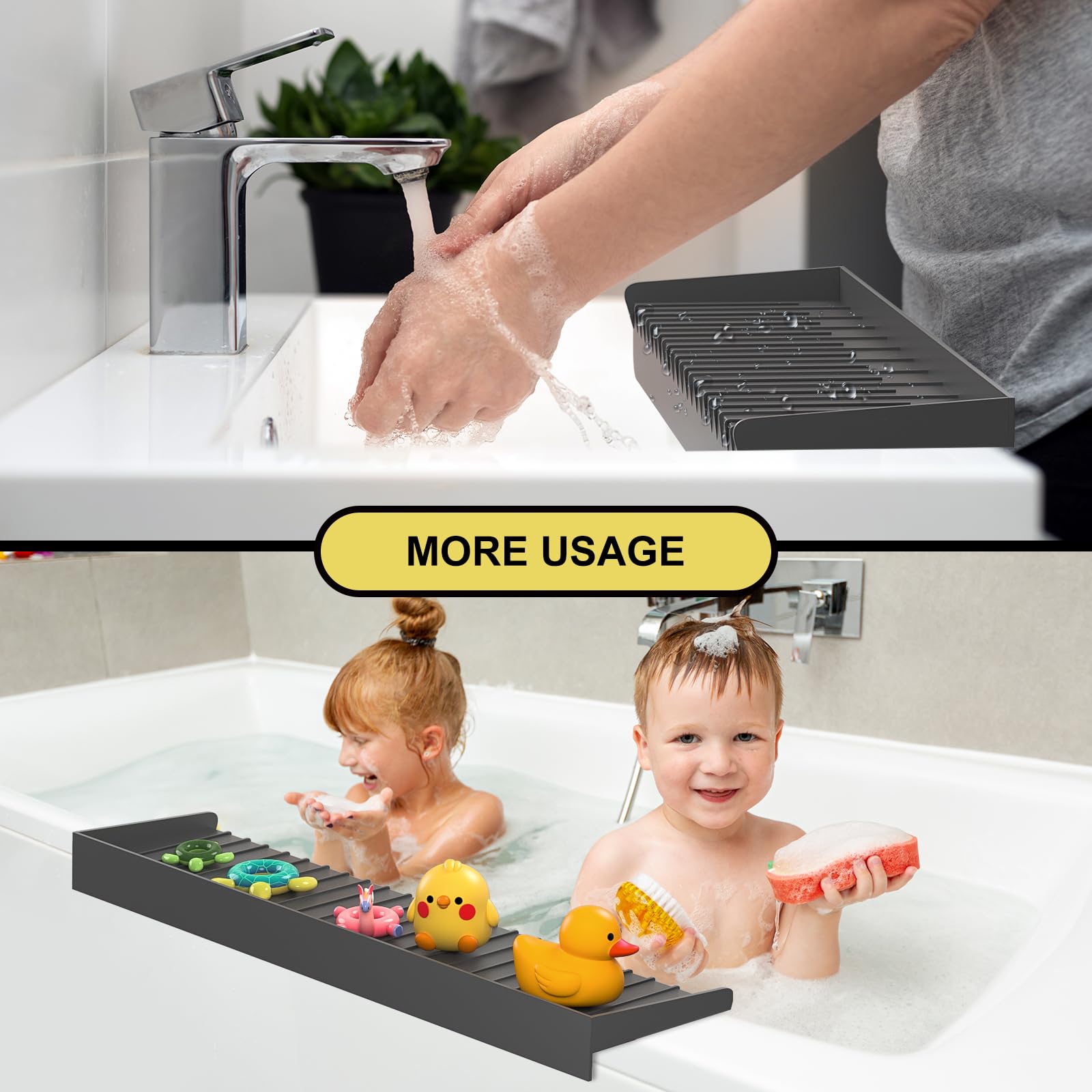 Silicone Sink Edge Protectors for Kitchen Sink, Kitchen Sink Splash Guard, Multifunction Kitchen Sink Accessories, Stainless Steel, Granite, Quartz Countertop Protectors For Kitchen & Bathtub Sink