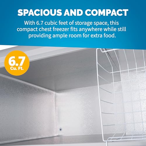 Newair Chest Freezer - 6.7 Cubic Feet Reach In Freezer Chest - Quiet Freezer with Digital Temperature Control, Open Door Alarm, and Fast Freeze Mode - Black