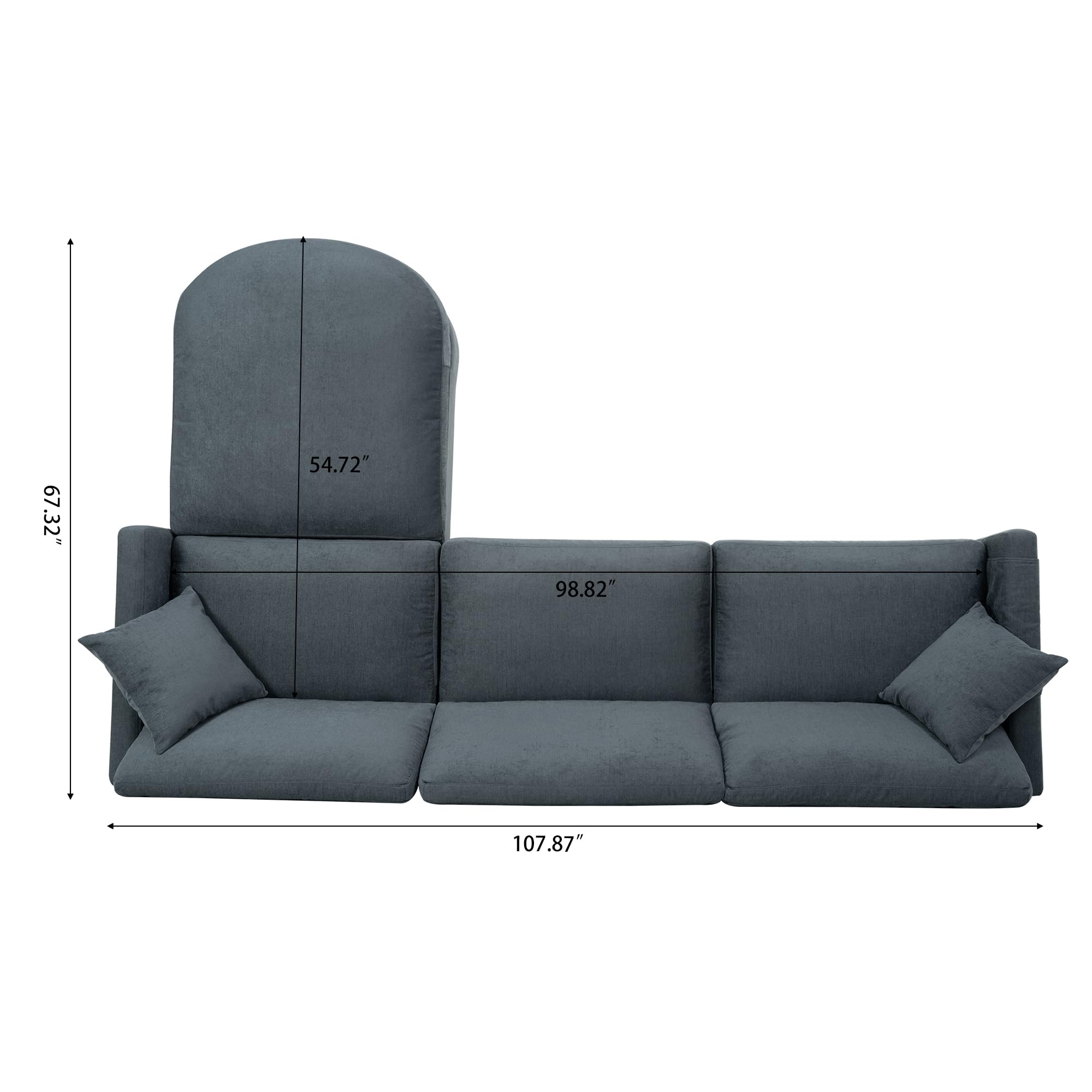 Wrofly L Shaped Modular Sectional Sofa Couch, Comfy Chenille 4 Seat Sofa Set with Convertible Ottoman and 2 Pillows, Modern Deep Seat Cloud Couch for Living Room Office Apartment, 107.9" W (Grey)