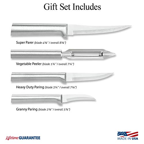 Rada Cutlery Meal Prep 4-Piece Paring Knife Gift Set – Stainless Steel Blades and Aluminum Handles