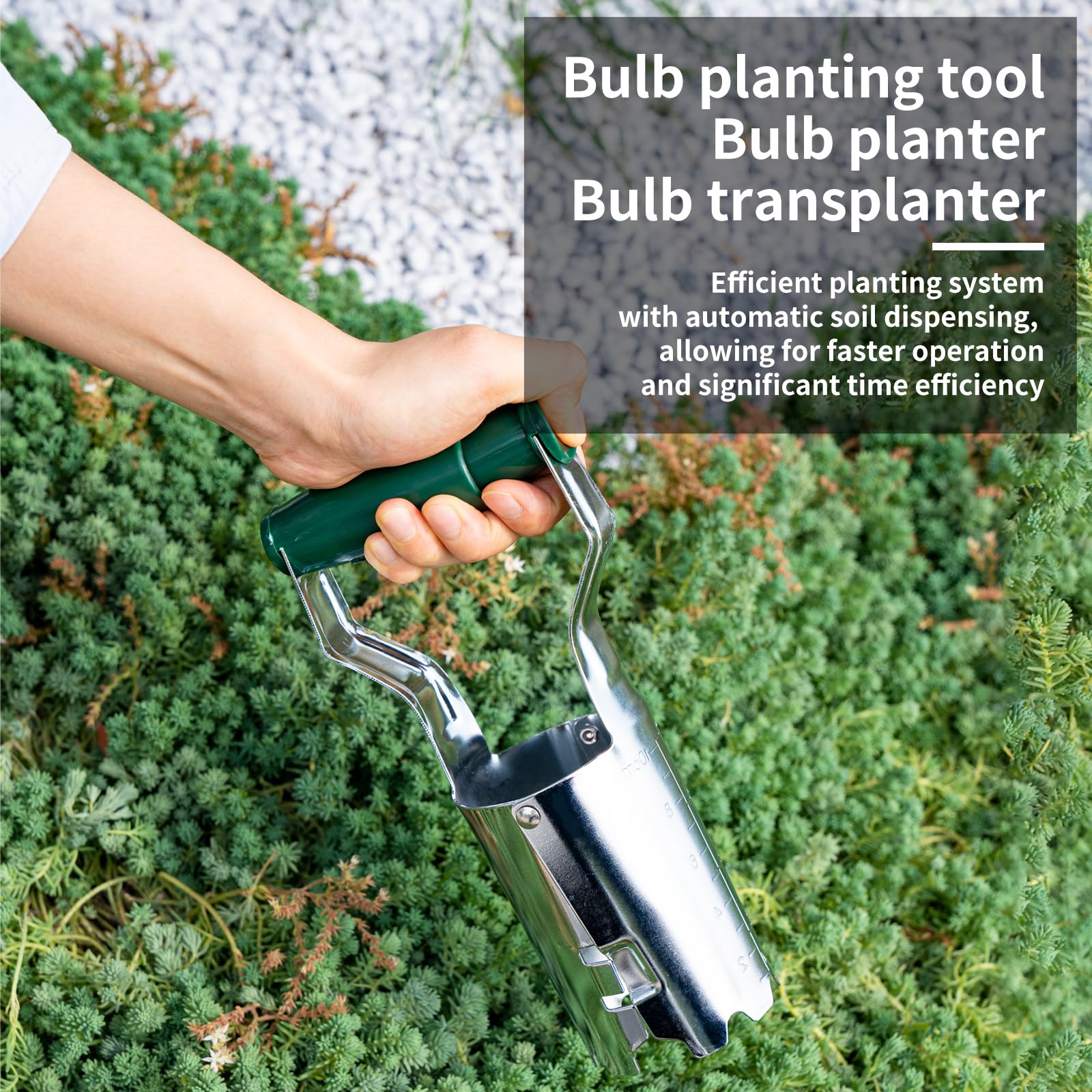 KDMY Bulb Planter with Depth Mark- Ideal Bulb Transplanter for Planting Green, Hand Dibber Garden Tool, Seed Planter Tool with Depth Mark - 11" Seed Dispenser for Planting Steel