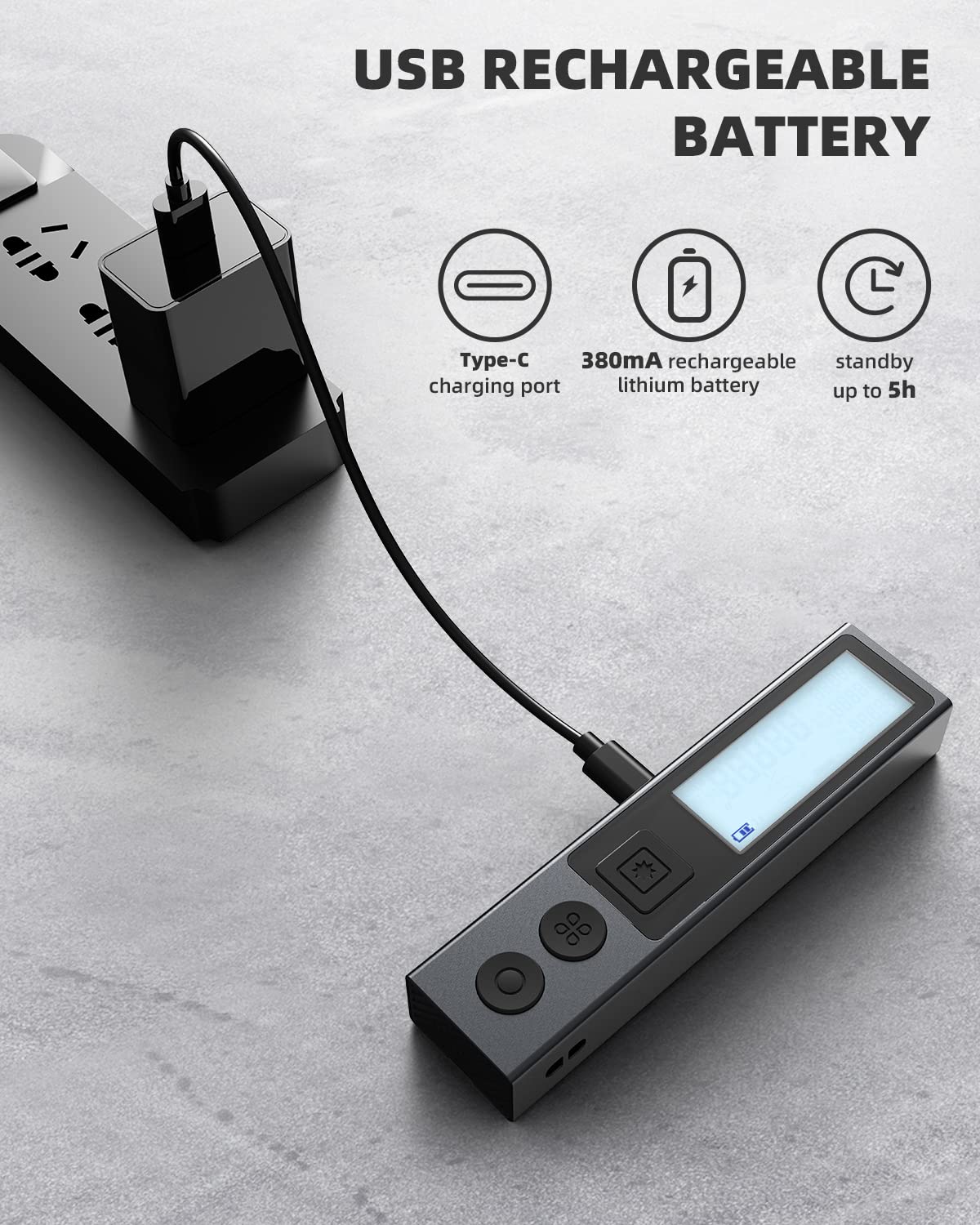 MiLESEEY Laser Measure,Mini Portable Laser Measurement Tool with Alloy Housing Design,Rechargeable,Backlit Display,M/in/Ft Unit Switching,Pythagorean Mode, Measure Distance, Area and Volume (98 Feet)