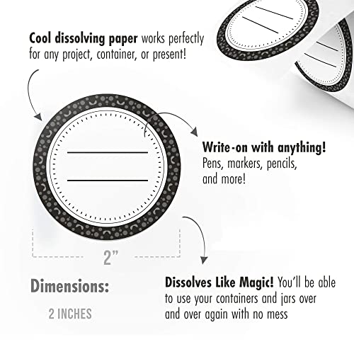MESS Dissolvable Canning Labels for Jars – 200 Dissolvable Mason Jar Labels - Dissolvable Food Labels for Containers - Jam Homemade Canning Jar Labels Stickers - Removable Mason Jar Labels 2" Granite