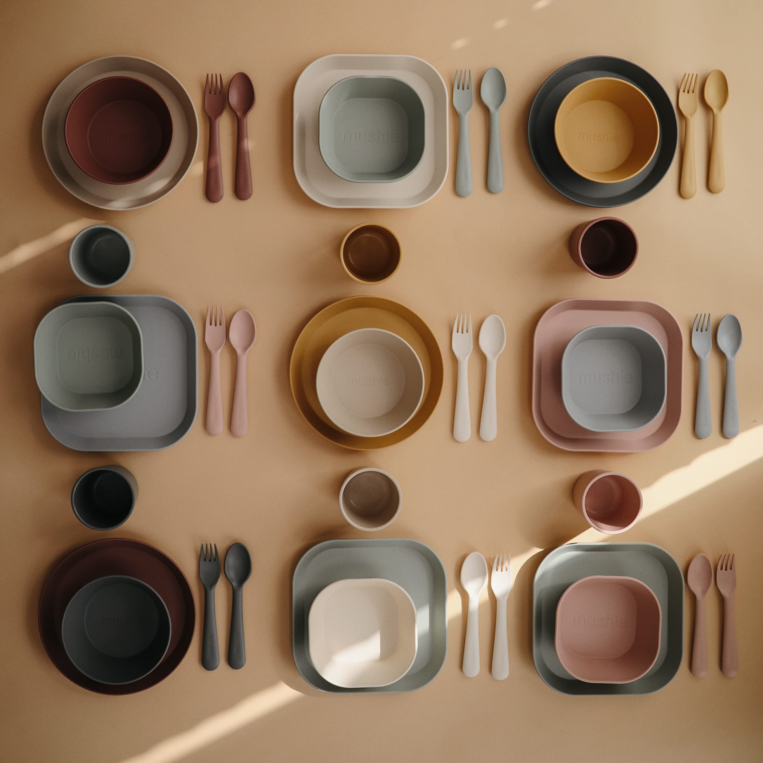 mushie Square Dinnerware Bowls for Kids | Made in Denmark, Set of 2 (Ivory)