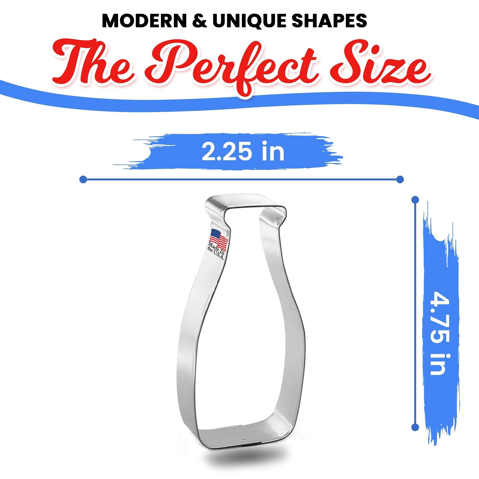 Milk Bottle Cookie Cutter 4.5 Inch β Made in the USA β Foose Cookie Cutters Tin Plated Steel β Milk Bottle Cookie Mold