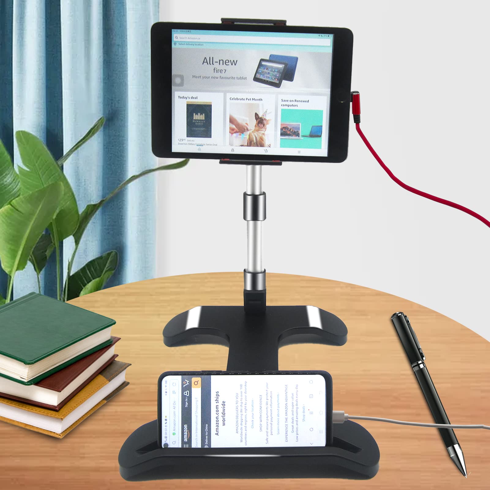 MNKXL Adjustable Foldable Tablet Stand for 4.5-20'' Devices - Anti-Slip Base, Rotatable, Lightweight, Compatible with iPhone, iPad, Samsung, Huawei