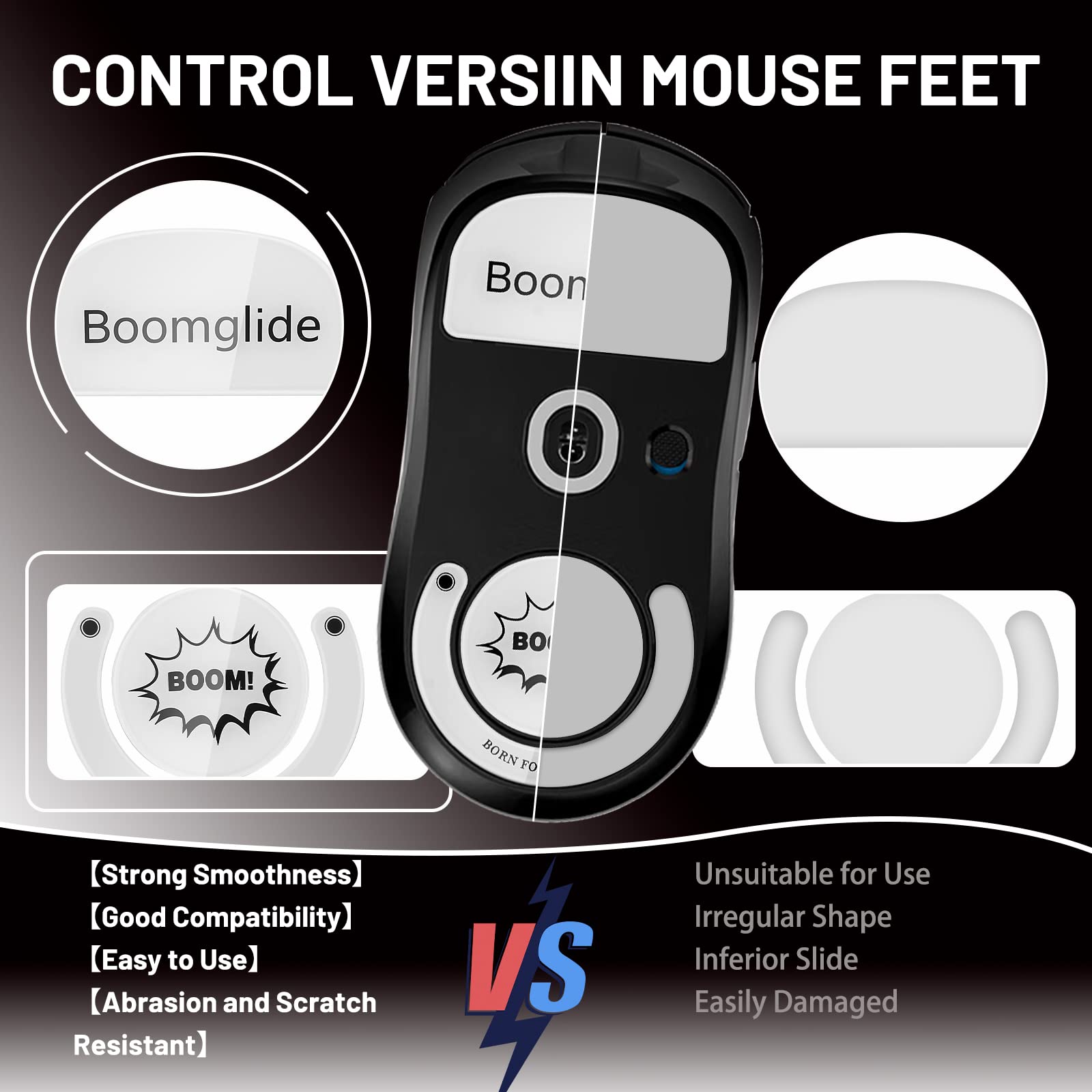Mouse Feet Glass Mouse Skates - Gain Speed, Precision, Control and Playing Comfort, Mouse Pads for Logitech G Pro X Wireless Gaming Mouse Feet Replacement (White)