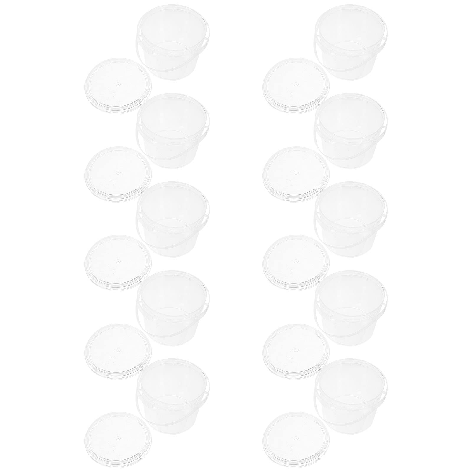 LUOZZY 10 Pcs Small Clear Plastic Buckets with Lids and Handles Ice Cream Buckets Airtight Food Storage Bucket with Lids for Kitchen (0.5 Liter)