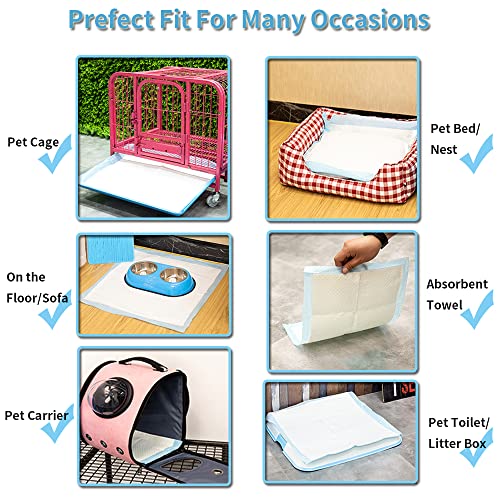 PODOO 100 Pcs of Guinea Pig Pee Pads 18x13 Inchs, Rabbit Cage Liner Diapers Super Absorbent, Small Animal Litter Box Training Mat for Hedgehog, Cat, Rats, Hamster, Birds, Parrot, Bunny