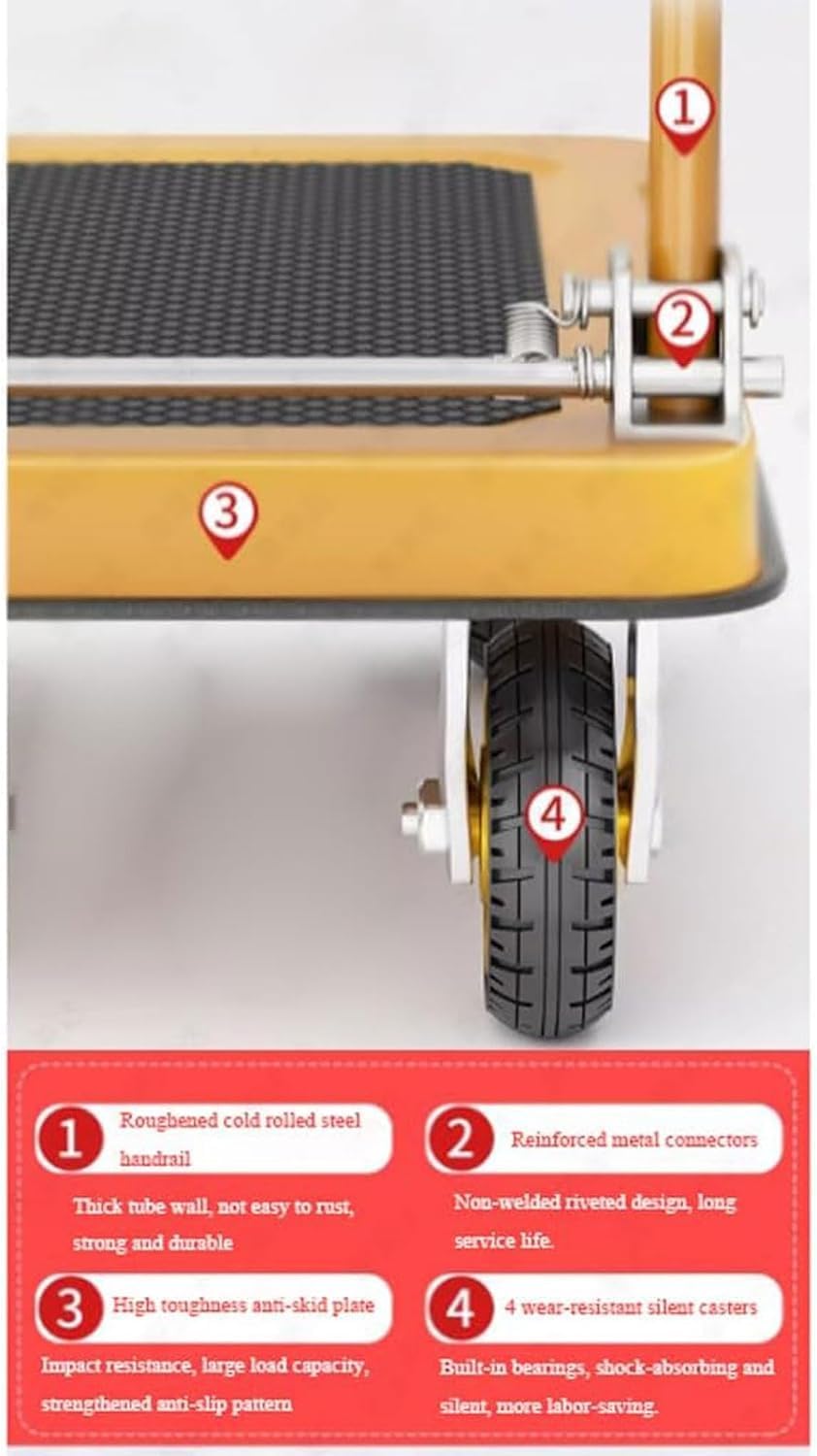 Platform Truck Small Platform Truck Steel Folding Push Cart Flat Handtruck Load 330 Lbs Moving Dolly Cart Portable Platform Hand Truck Reliable