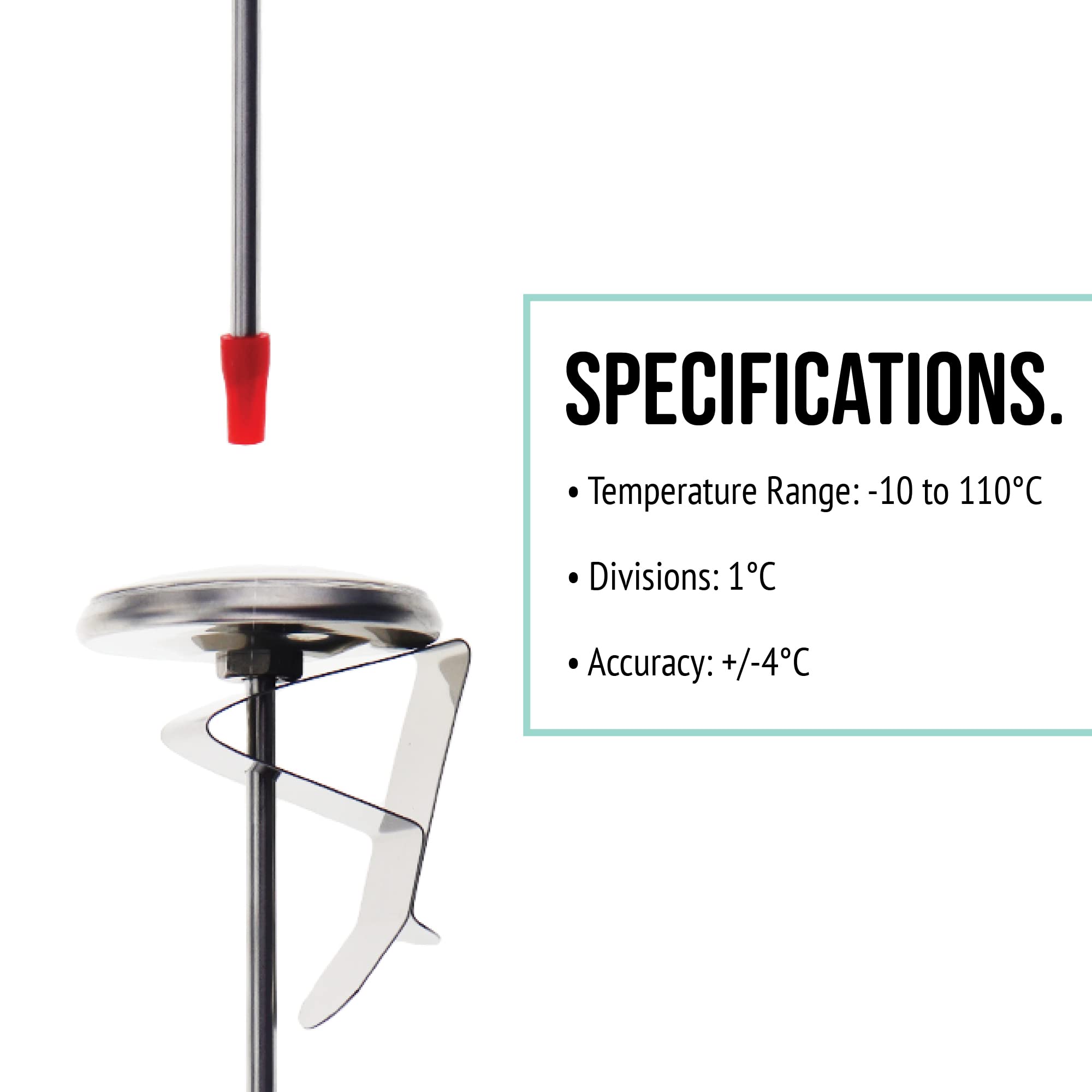 Milk Thermometer For Steaming Milk - Ideal Milk and Coffee Temperature Thermometer With 175 mm Stainless Steel Probe and Clip Barista Coffee Espresso