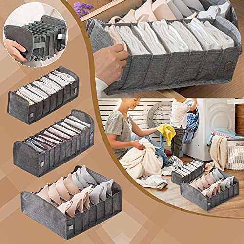 Underwear Drawer Organizer Dark Gray Collapsible Cabinet Organizer Closet Organizer Foldable Closet Organizer Compression Underwear Storage Box for Socks, Storage Containers for Clothes in Closet