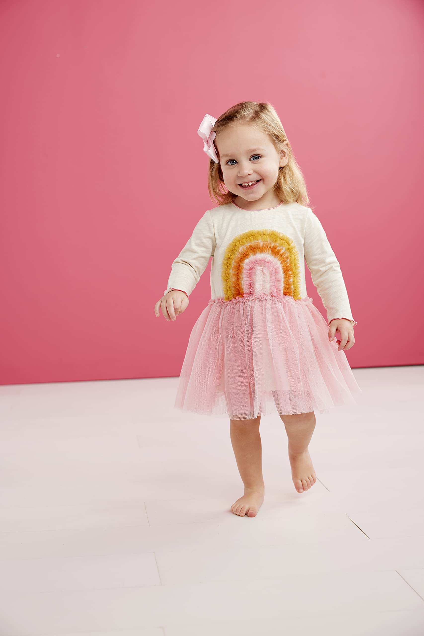 Mud Pie baby girls Mud Pie Rainbow Mesh Dress, Rainbow, 12-18 Months