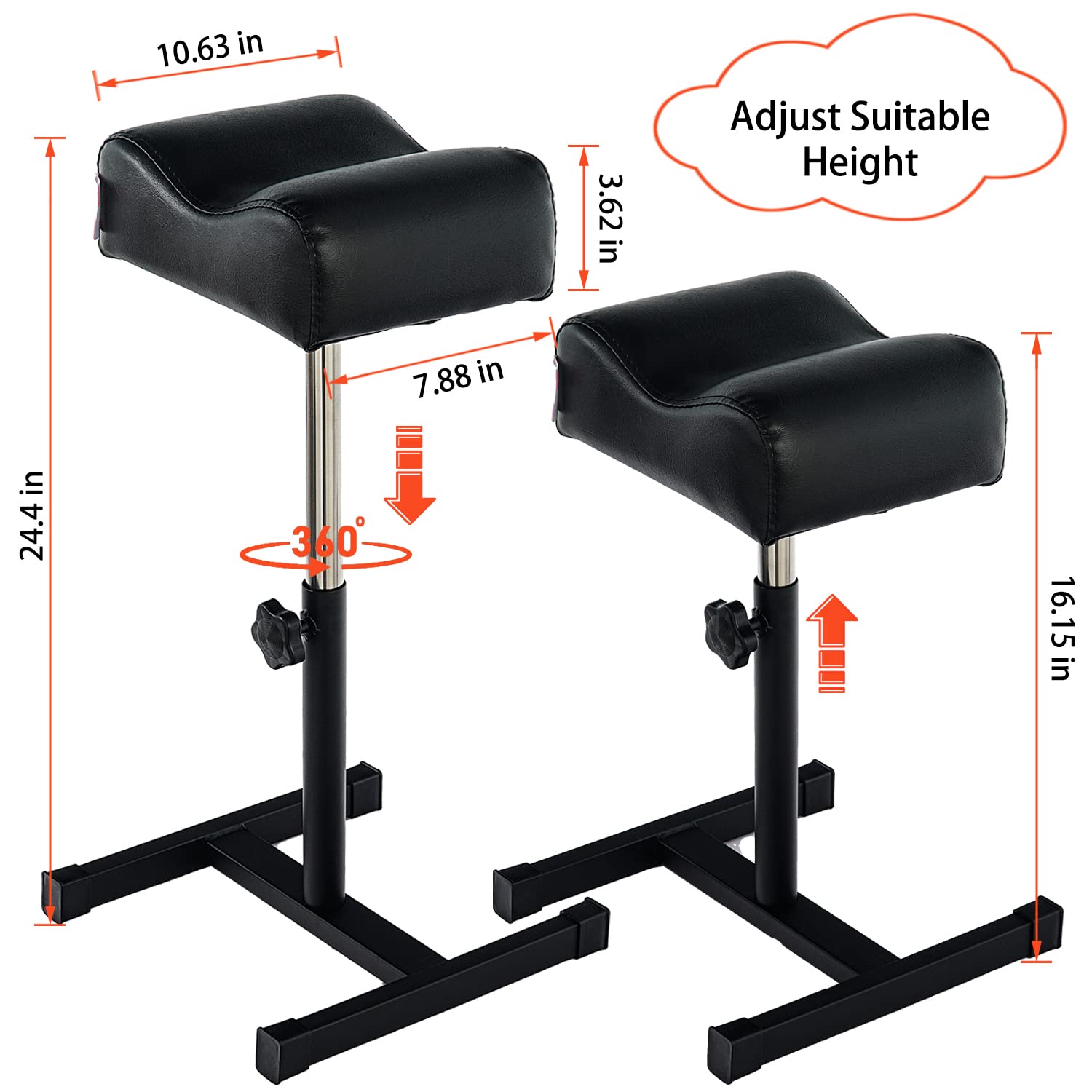 QUEESALN Pedicure Stand Foot Rest Cushion Adjustable Height Manicure Technician SPA Beauty Stand Stool with Non-Slip Legs SPA Salon Home Equipment Green
