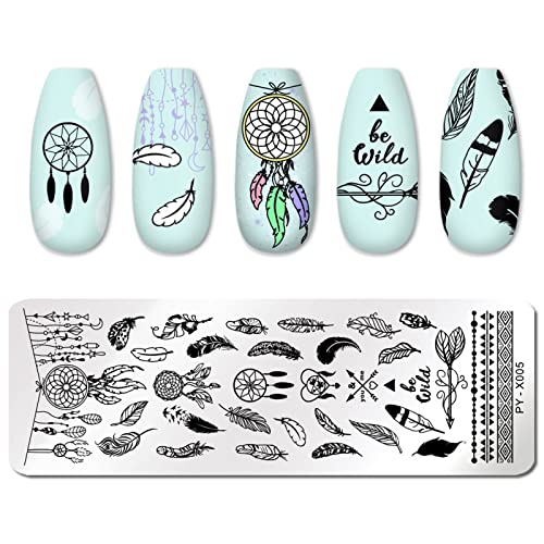 Printing Plate Nail Stainless Steel Printing Plate Blue Film Steel Plate Geometric Floral Series Colorful Printing Transfer Template Auto Nail File (D, 小方形印花板)