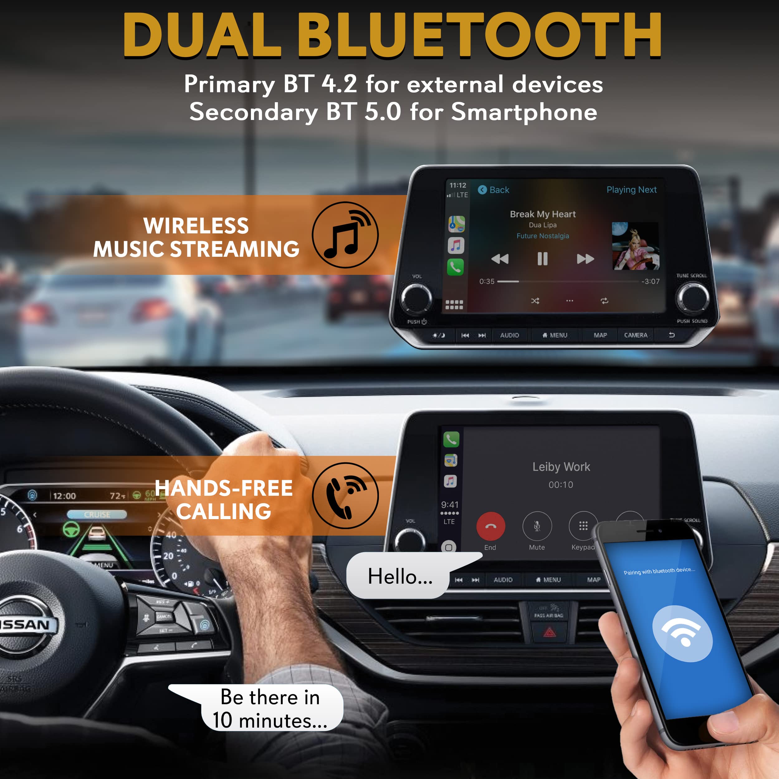 PyleUsa Wireless CarPlay Android Auto Multimedia Video Box,4GB RAM 64GB ROM,2.4GHz,5GHz Dual Band WiFi BT,Octa Core 64Bit,4K Full HD,H.265,USB3.0 Android Box,Screen Mirroring, Install Android Apps