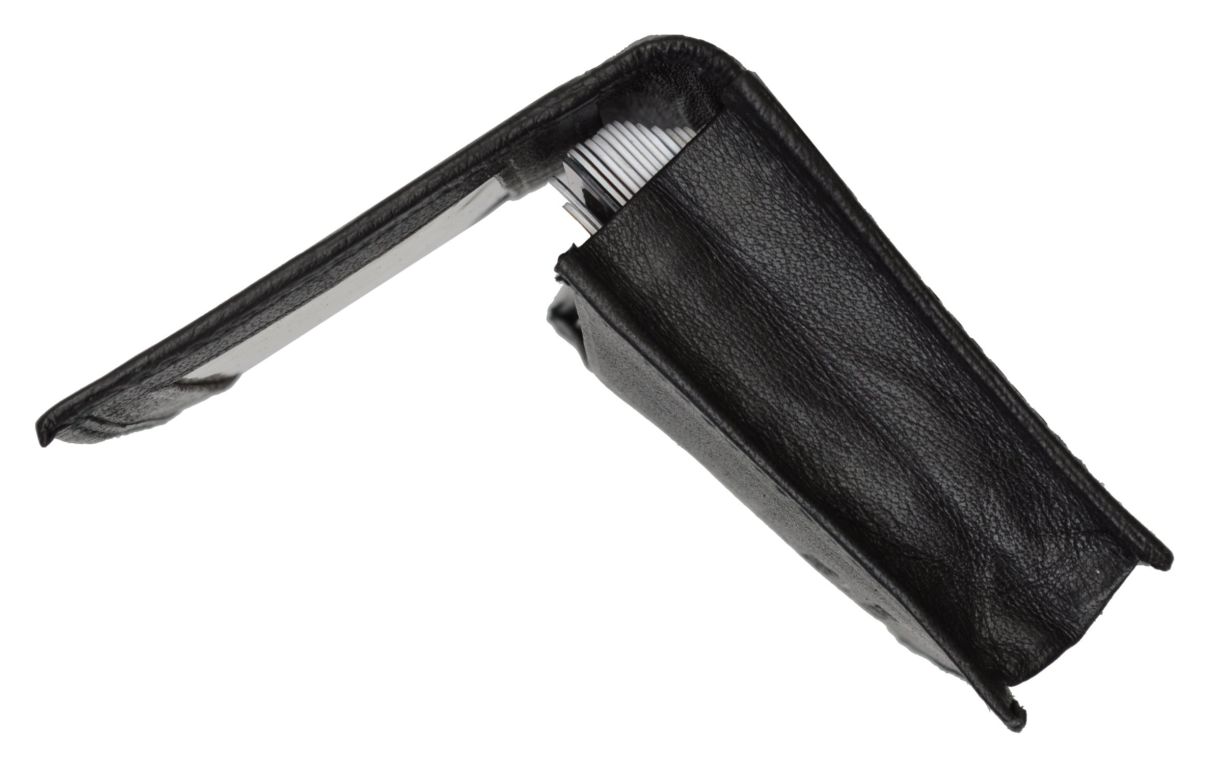 Genuine Leather Expandable Credit Card Outside Id Business Card Holder Wallet 070BK
