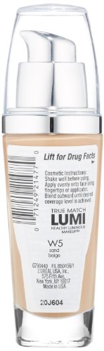 L'Oreal Paris True Match Lumi Healthy Luminous Makeup, W5 Sand Beige, 1 fl; oz.
