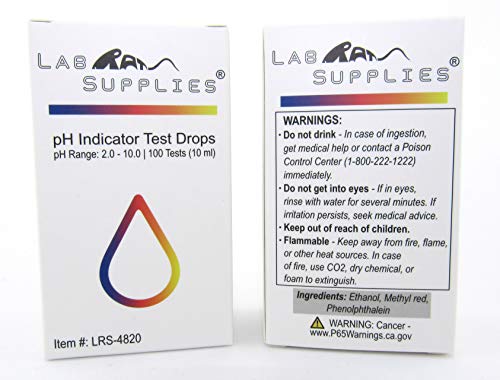 pH Indicator Test Drops, Universal Application (pH 2.0-10.0), 100 Tests| for Drinking Water, Urine, and Saliva | Contains 10 ml Bottle of Solution and 20 ml Screw Top Plastic Bottle